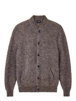 Giorgio Armani Regular Fit Mohair Wool Half-cardigan Stitch Cardigan - Brown