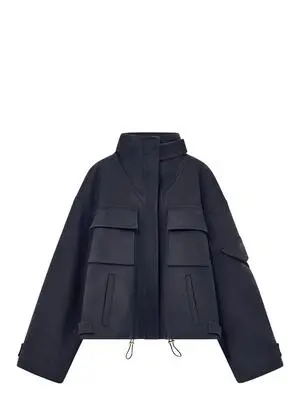 Giorgio Armani Double Cashmere Blouson With Stand-up Collar - Grey
