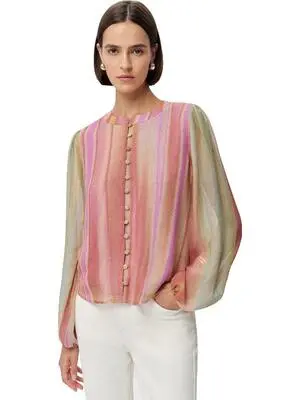 EXQUISE Striped Long Sleeve Blouse - Multi Color