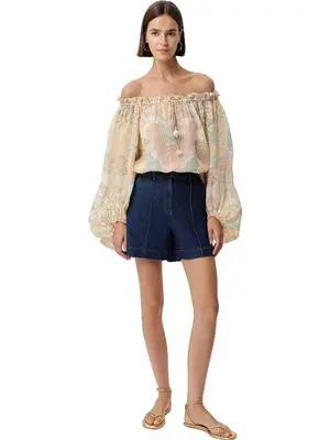 EXQUISE Exquise Denim Zip Front Pocketed Shorts Indigo