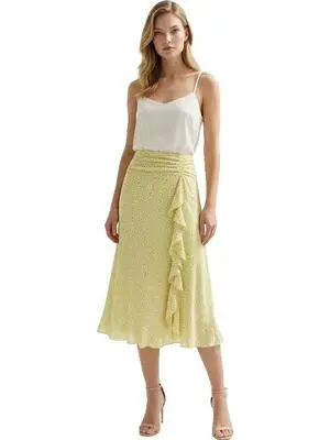 EXQUISE Filicia Printed Midi Skirt With Ruffle Detail - Multi Color