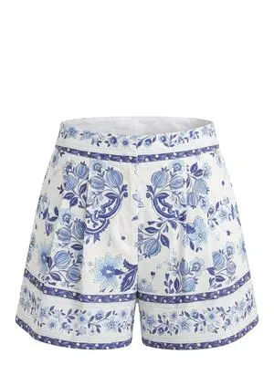 Yumi Kim Drew Linen Shorts Floral Print - Blue
