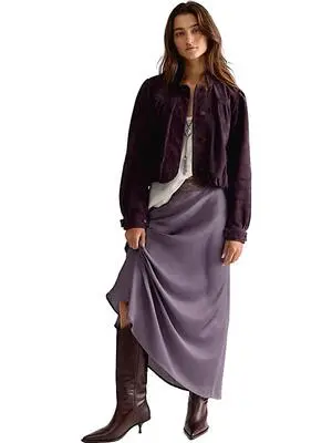 Free People Valeria Midi Slip Skirt - Grey