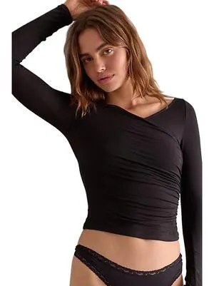Free People Layering Long Sleeve Top - Black