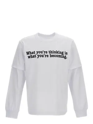 Sacai Long-sleeve Sweater With Graphic Print - Bianco