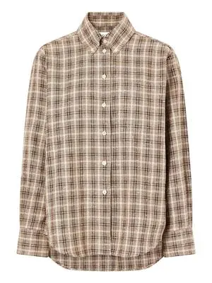 RÓHE Checked Cotton-bouclé Shirt - Brown