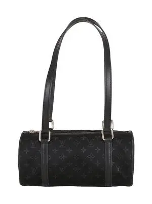 LOUIS VUITTON Satin Monogram Little Papillon Handbag - Black