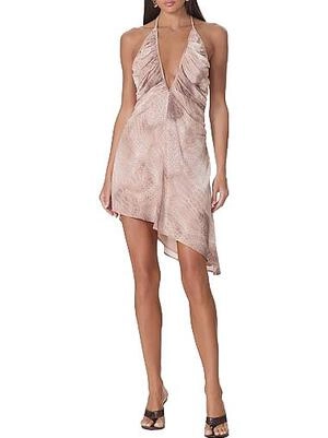 Victoria's Secret Afrm Sabrina Halterneck Mini Dress With Asymmetrical Hem - Print