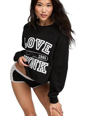 Pink Campus Fleece™ Boxy Crew Sweatshirt - Black