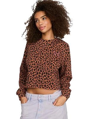 Pink Campus Fleece™ Boxy Crew Sweatshirt - Print
