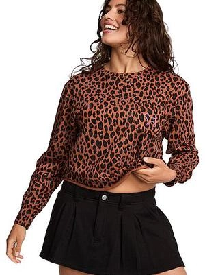 Pink Campus Cotton™ Long-sleeve Pocket Tee - Print
