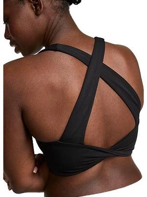 Pink Relay™ Twist-back Bra - Black