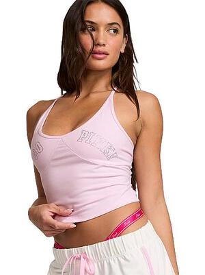 Pink All-day Cotton™ Racerback Bra Tank With Keyhole Cutout - Pink