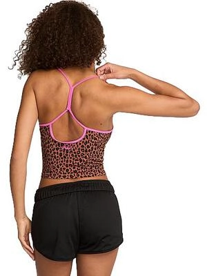 Pink All-day Cotton™ Racerback Bra Tank With Keyhole Cutout - Print