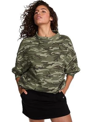 Pink Campus Fleece™ Oversized Mock-neck Sweatshirt Print