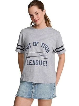 Pink Campus Cotton™ V-stitch Crewneck Tee - Grey