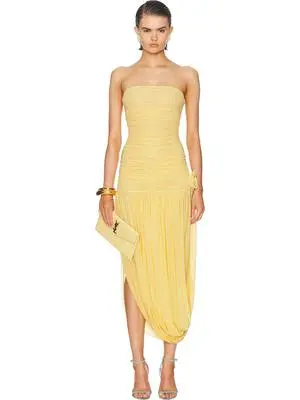MAYGEL CORONEL Ruched Strapless Gown - Ambar