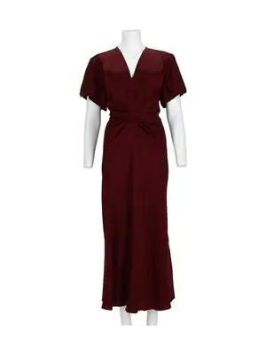 Victoria Beckham Midi Dress With V-neck And Ruching - Multicolor
