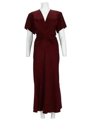 Victoria Beckham Midi Dress With V-neck And Ruching - Multicolor