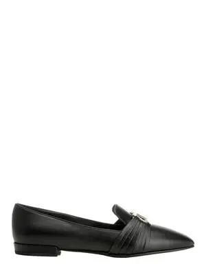 FERRAGAMO Gancini Ornament Square Toe Loafers - Black