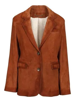 GOLDEN GOOSE Single-breasted Suede Blazer - Brown
