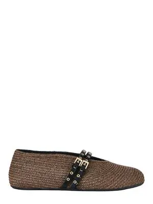 Alaïa La Ballerine Raffia Flats - Brun