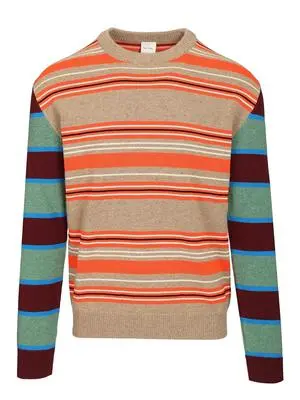Paul Smith Striped Wool And Cotton Blend Crew Neck Sweater - Multicolor