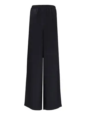 Max Mara Soft Wide-leg Silk Trousers With Monogram - Blue
