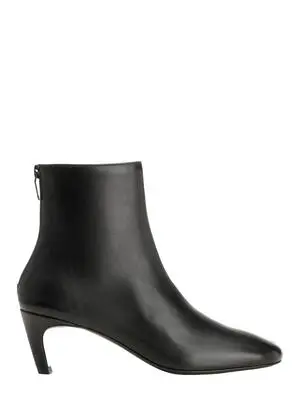 TOTEME Nappa Leather Ankle Boots With Square Toe And Zip Fastening - Black