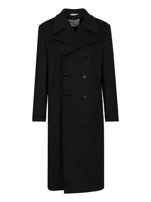 Balenciaga Long Double Wool Coat - Black