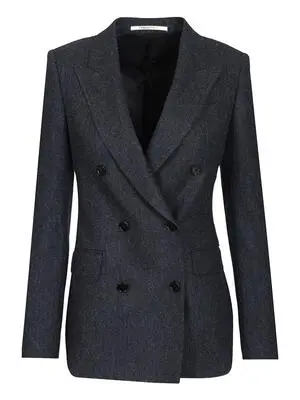 Tagliatore Double-breasted Herringbone Wool And Cashmere Blazer - Blue