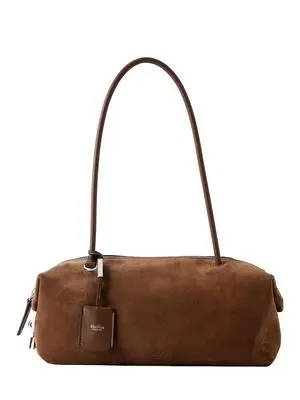 Max Mara Logo-debossed Suede Shoulder Bag - Brown