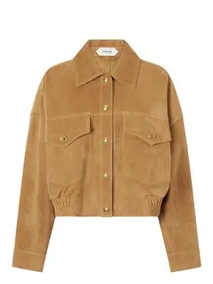 Versace Suede Blouson Jacket - Brown
