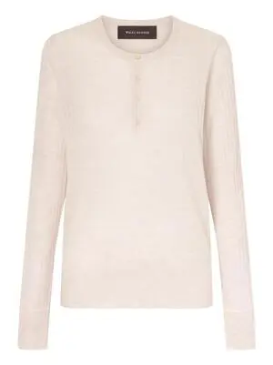 WALES BONNER Nile Ribbed Merino Wool Henley - Neutrals