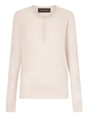 WALES BONNER Nile Ribbed Merino Wool Henley - Neutrals