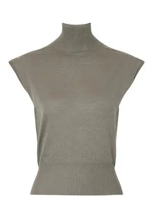 Rick Owens Rick Owens Ribbed Cashmere Turtleneck Top Gray