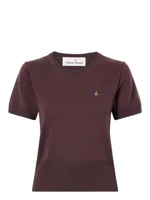 VIVIENNE WESTWOOD Vivienne Westwood Bea Logo-Embroidered Wool T-Shirt Brown