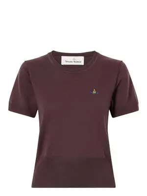 VIVIENNE WESTWOOD Vivienne Westwood Bea Logo-Embroidered Wool T-Shirt Chocolate