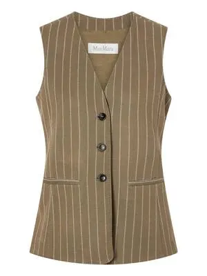 Max Mara Pinstriped Twill Vest - Green