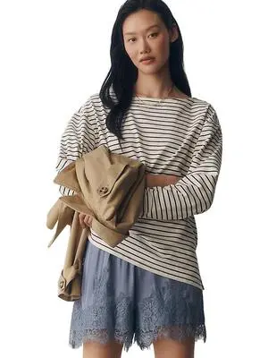 Maeve Greer Cotton Relaxed Long-sleeve Striped Top - White Stripe