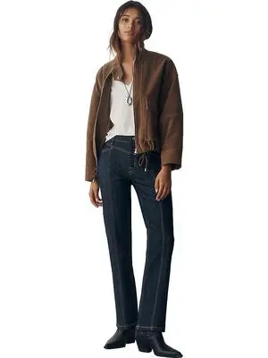 PILCRO High-rise Seamed Straight-leg Jeans In Dark Wash - Rinse