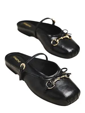 Maeve Horsebit Mule Ballet Flats - Black