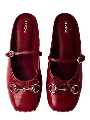 Maeve Horsebit Mule Ballet Flats - Red