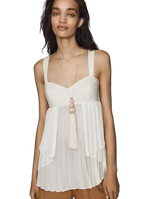 Anthropologie Pleated Babydoll Tank Top - Ivory