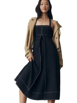 English Factory English Factory Halterneck Midi Dress With Pockets Black
