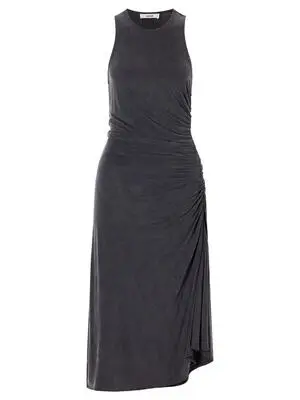 AGOLDE Anya Ruched Stretch-jersey Midi Dress - Gray