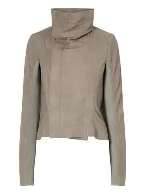 Rick Owens Virgin Wool-trimmed Suede Biker Jacket - Gray