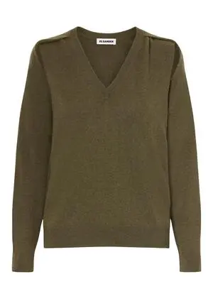 JIL SANDER Jil Sander Cashmere V-Neck Cut-Out Sweater Green