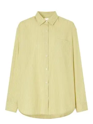 LESET Yoshi Striped Cotton And Lyocell-blend Poplin Shirt - Yellow