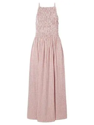 Faithfull The Brand Laia Checked Cotton Maxi Dress - Red